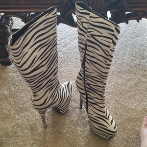 Alba | Shoes | Zebra Print Stiletto Boot | Poshmark